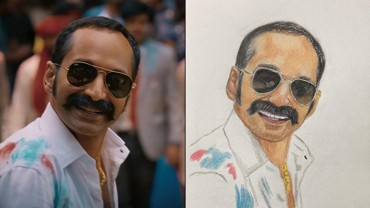 AAVESHAM | Fahadh Faasil | Colour Pencil Drawing - YouTube