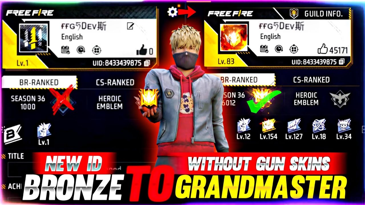 LEVEL 1 ID GRANDMASTER CHALLANGE 🥶 // GRANDMASTER IN 1 LEVEL ID(BTGND ...