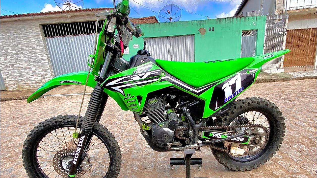 CRF 230 verde Preparada,kit 240cc,Comando est.5,Punho rápido,Cdi 10800 ...