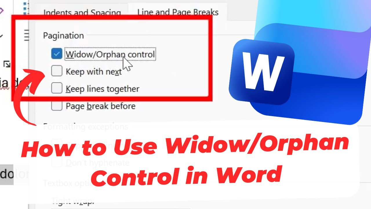 How to Use Widow/Orphan Control in Word - YouTube