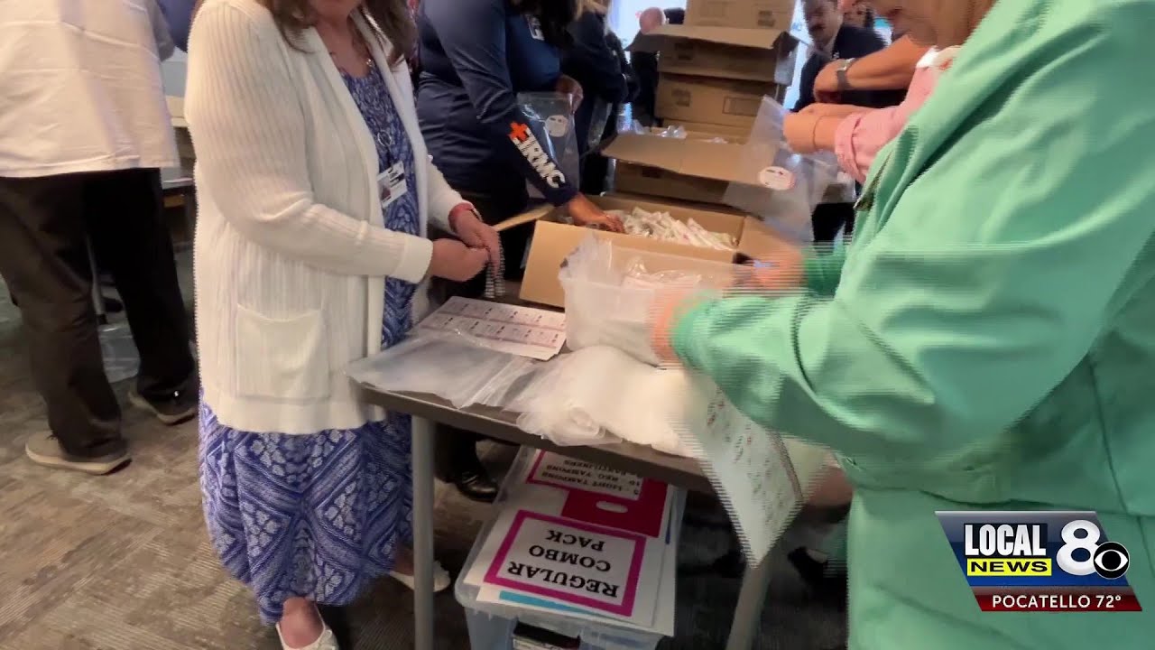 EIRMC and volunteers assemble kits for Idaho Period Project - YouTube