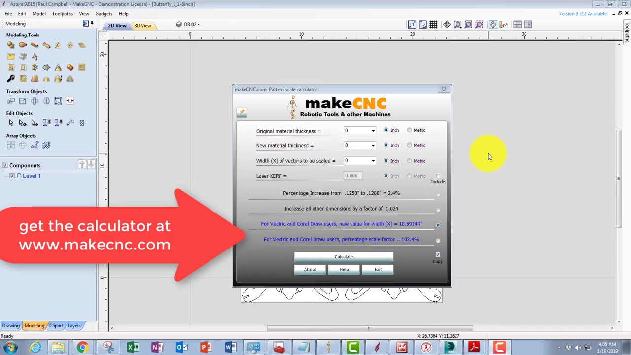 makeCNC vectric scale calculator tutorial - YouTube