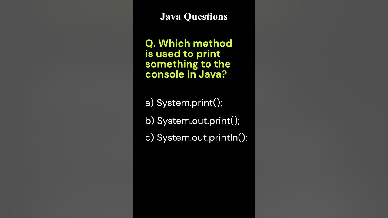 Java MCQ: How to Print to the Console in Java? | Part 2 | Java Interview Prep - YouTube