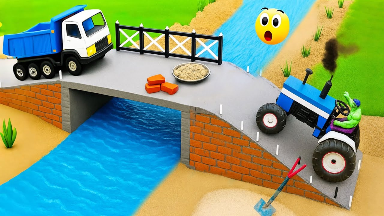DIY Mini Truck Builds Brick & Metal Railing Bridge | Fun Construction ...