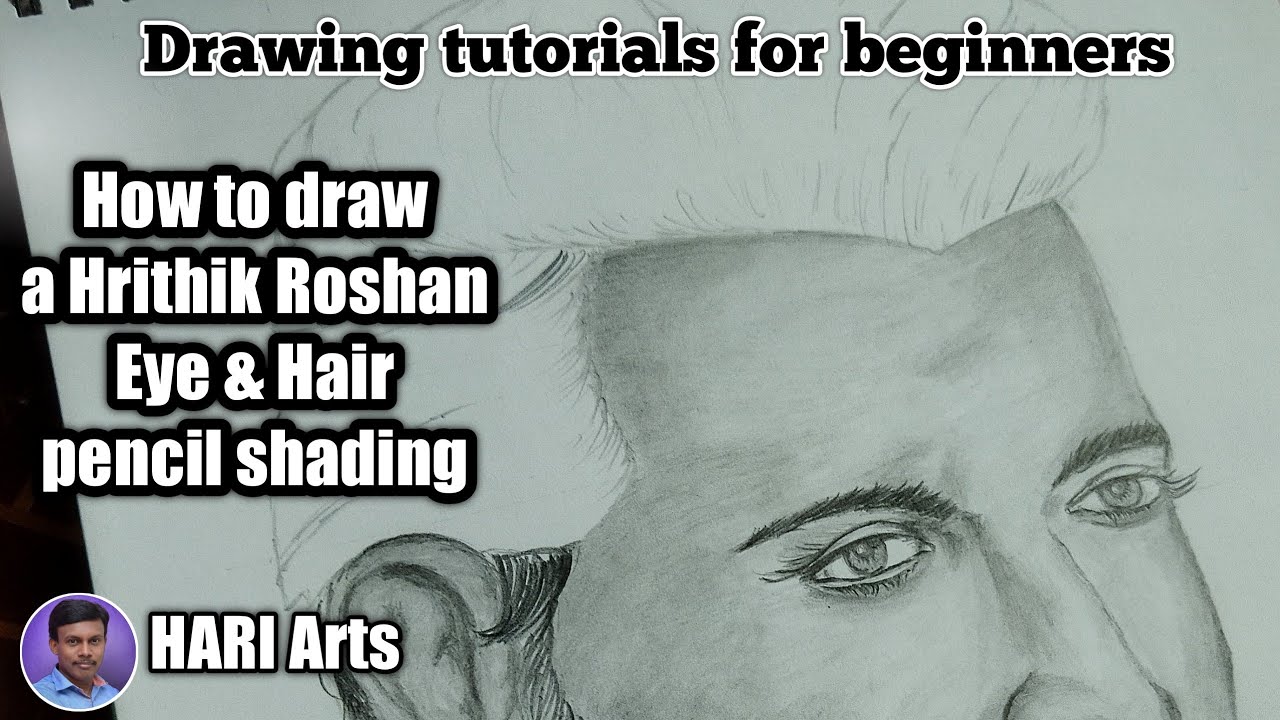How to draw Hrithik Roshan Hair shading sketch Step by Step | full hair ...