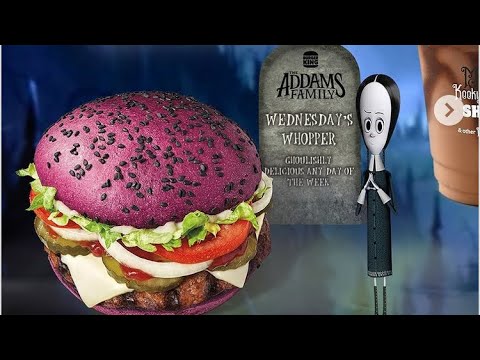 BURGER 🍔 KING 👑 WEDNESDAY’S WHOPPER ADDAMS FAMILY MENU | Fast Food ...