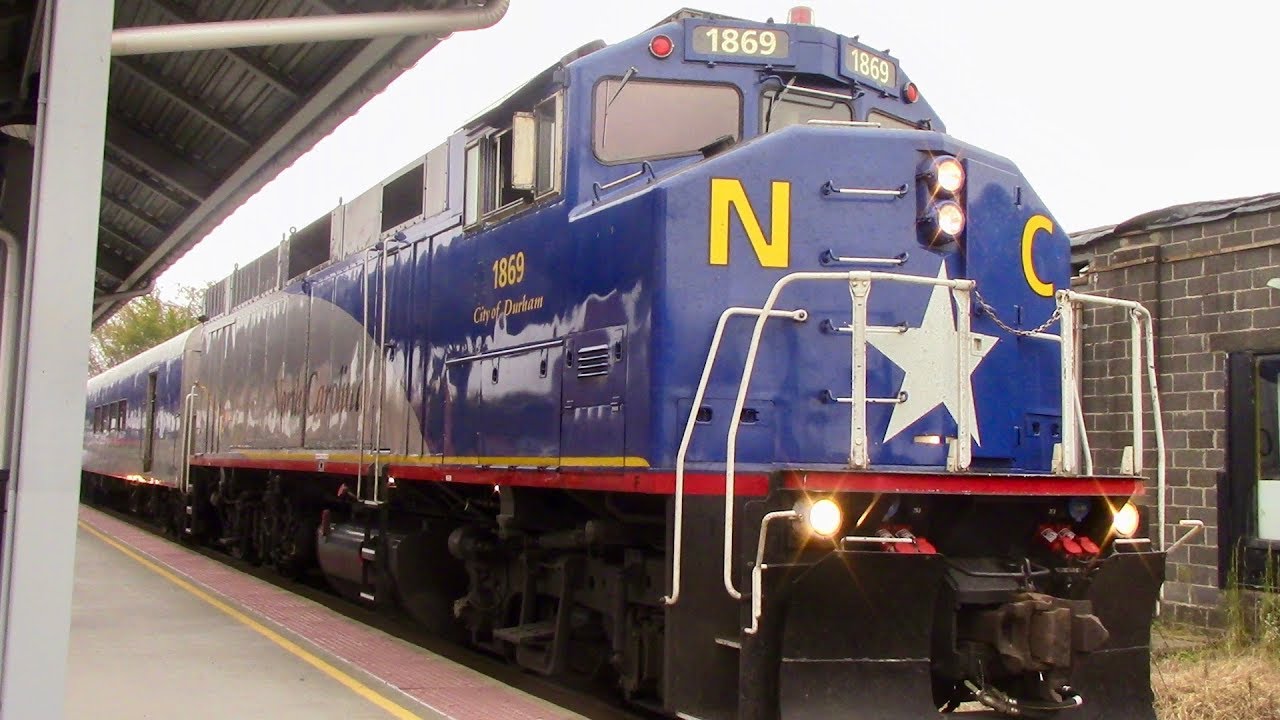 Bud!!! Amtrak Piedmont Train 75 Arriving And Departing Durham, NC - YouTube