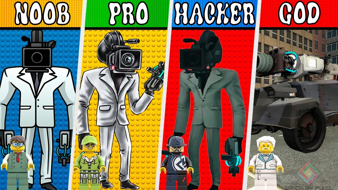 LEGO ART Large Scientist Cameraman : Noob, Pro, HACKER, GOD! | (Skibidi ...