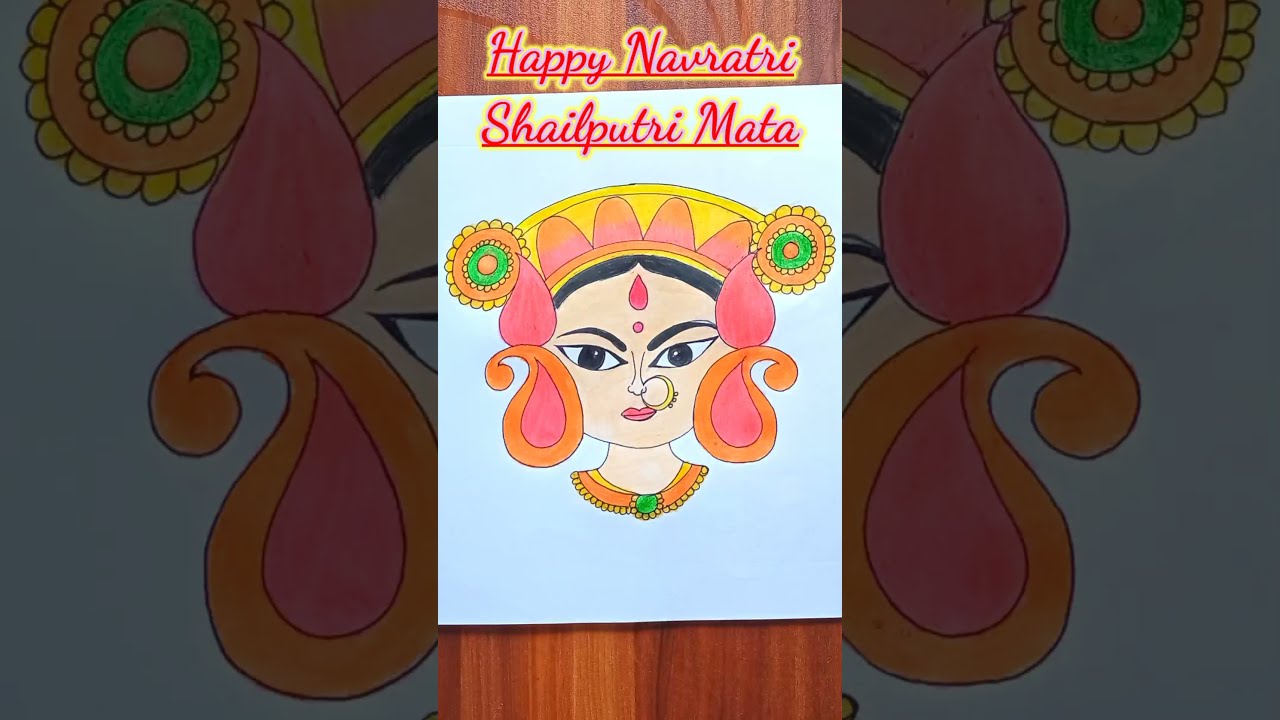 How to draw Shailputri Mata || Easy step by step drawing of Durga Maa ...