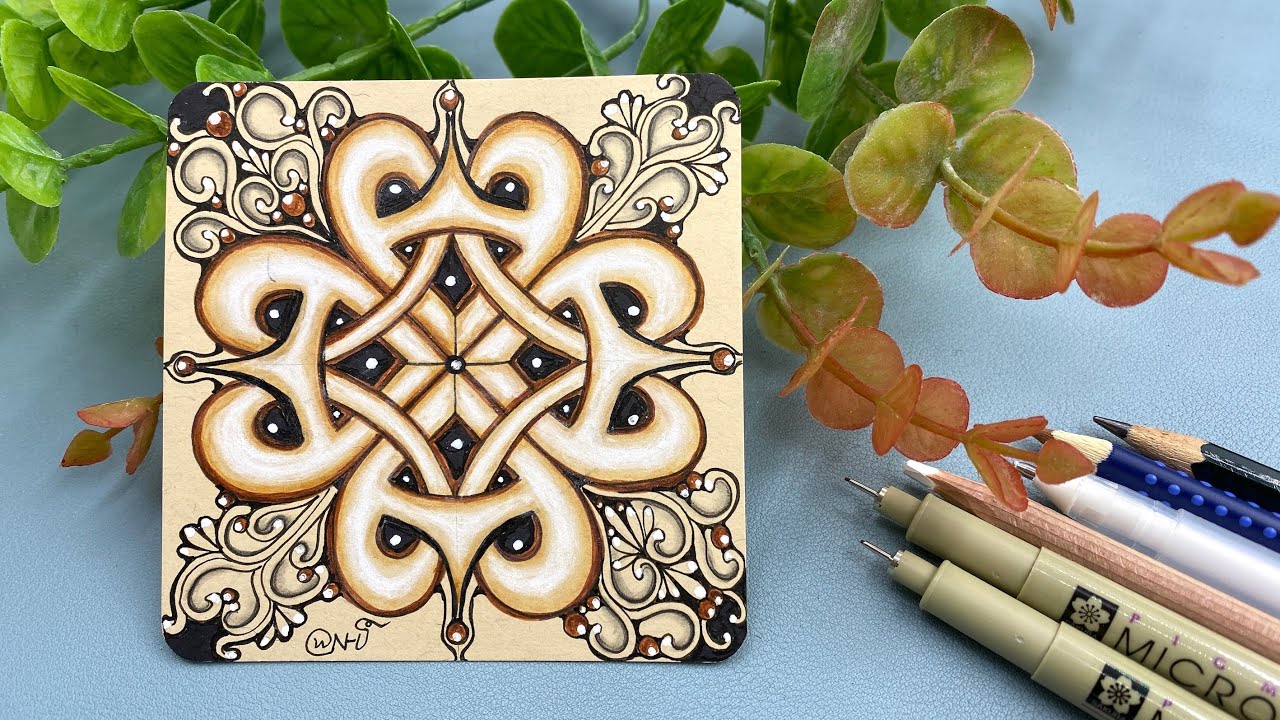 Cell Challenge The two flowers & waves Tangle Art EP513 #Zentangle ...