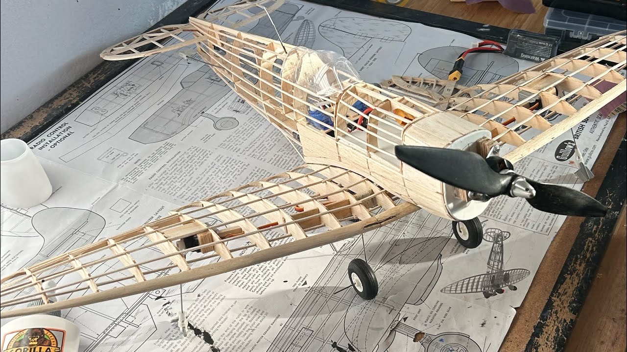 Guillows Spitfire control surface test - YouTube