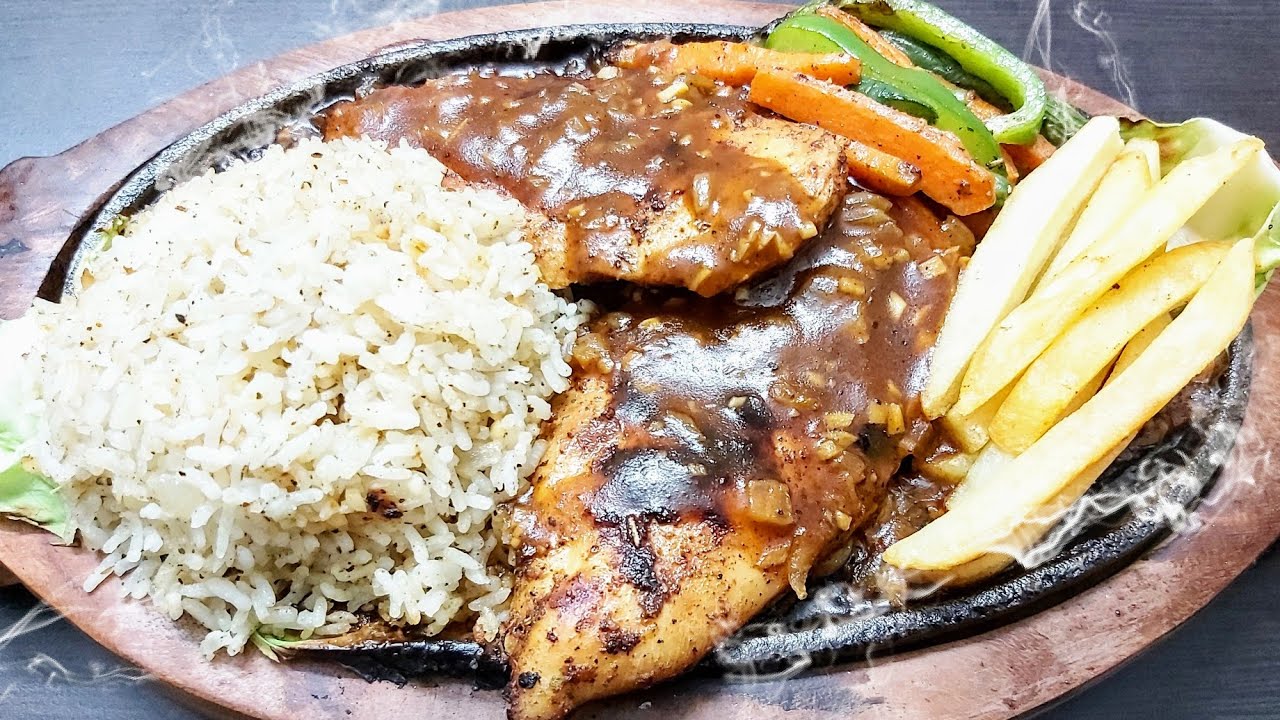 GRILLED CHICKEN SIZZLER | Chicken Sizzler with Herb Rice & Barbecue ...