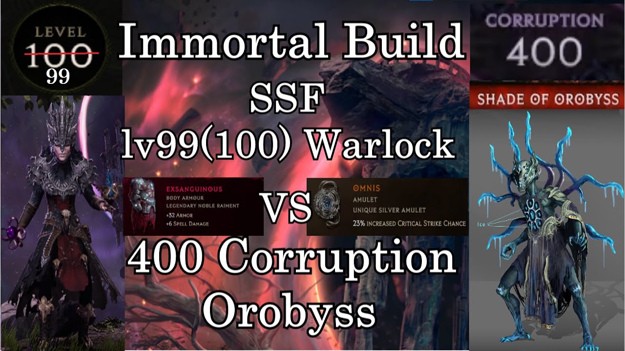 SSF Immortal Warlock Build vs 400 Corruption Orobyss - Last Epoch - YouTube