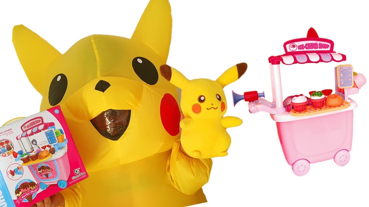 ICE CREAM SHOP, Pokemon Pretend to Unboxin Ice Cream set & Selling ICE ...