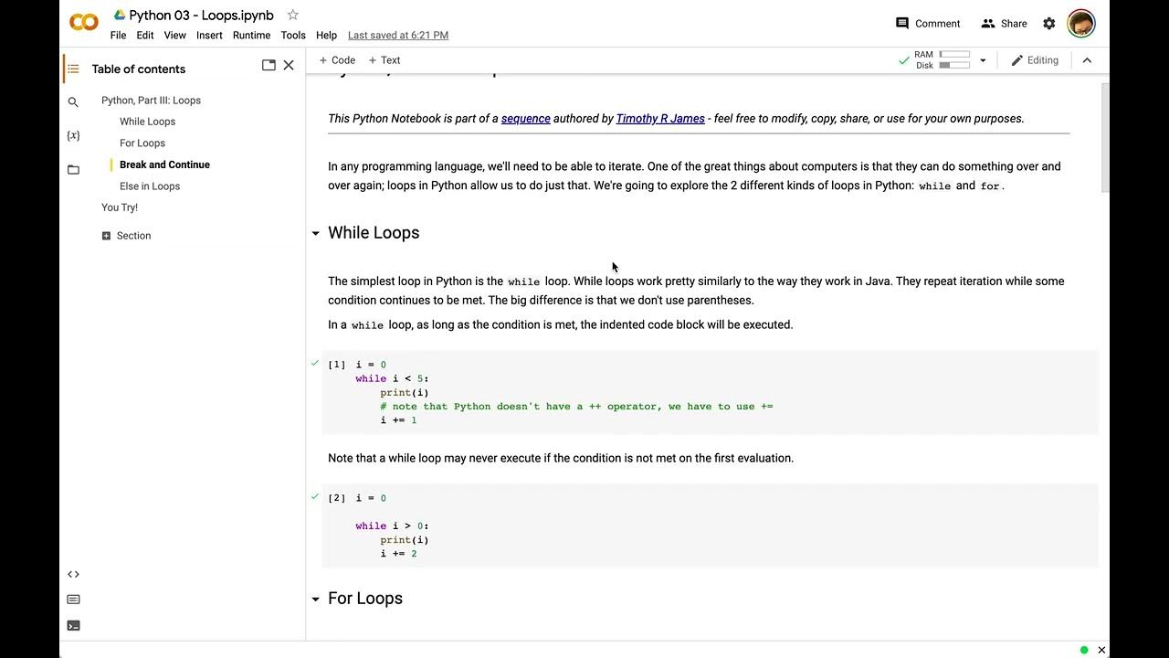 CS1520 Lecture 02c: Python Loops in Colab - while, for, and the range function - YouTube