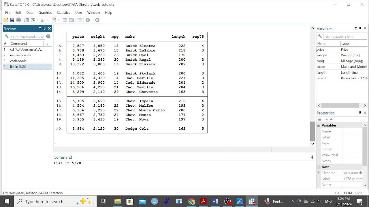 wk2: Common commands used in Stata for data management - YouTube