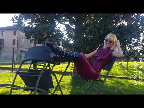 DANA LABO - Simon-o latex catsuit new women's collection, shiny boots, sun and mojito