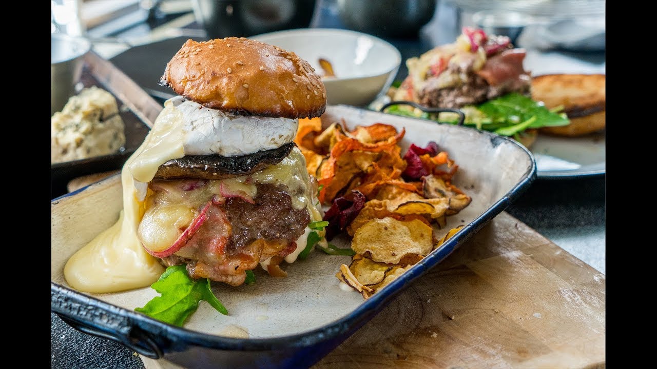 The Mega Bacon, Cheese & Mushroom Gourmet Burger - YouTube