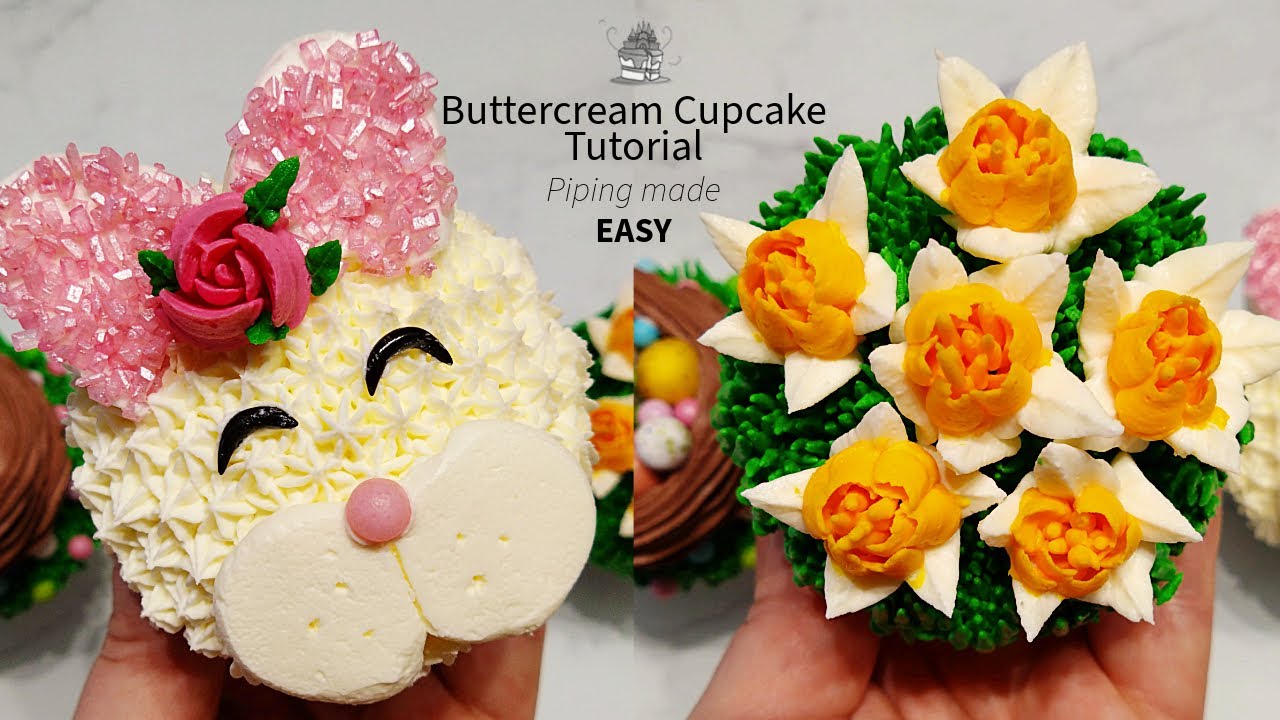 Cupcake Piping Techniques Tutorial for Beginners | Spring / Easter themed | - YouTube