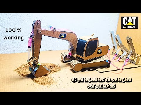 How to Easily Make a Remote Controlled Hydraulic Excavator without motor/ JCB With Cardboard #diy