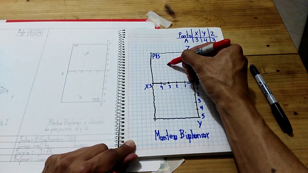 Trazo de Montea de proyecciones del punto A - YouTube