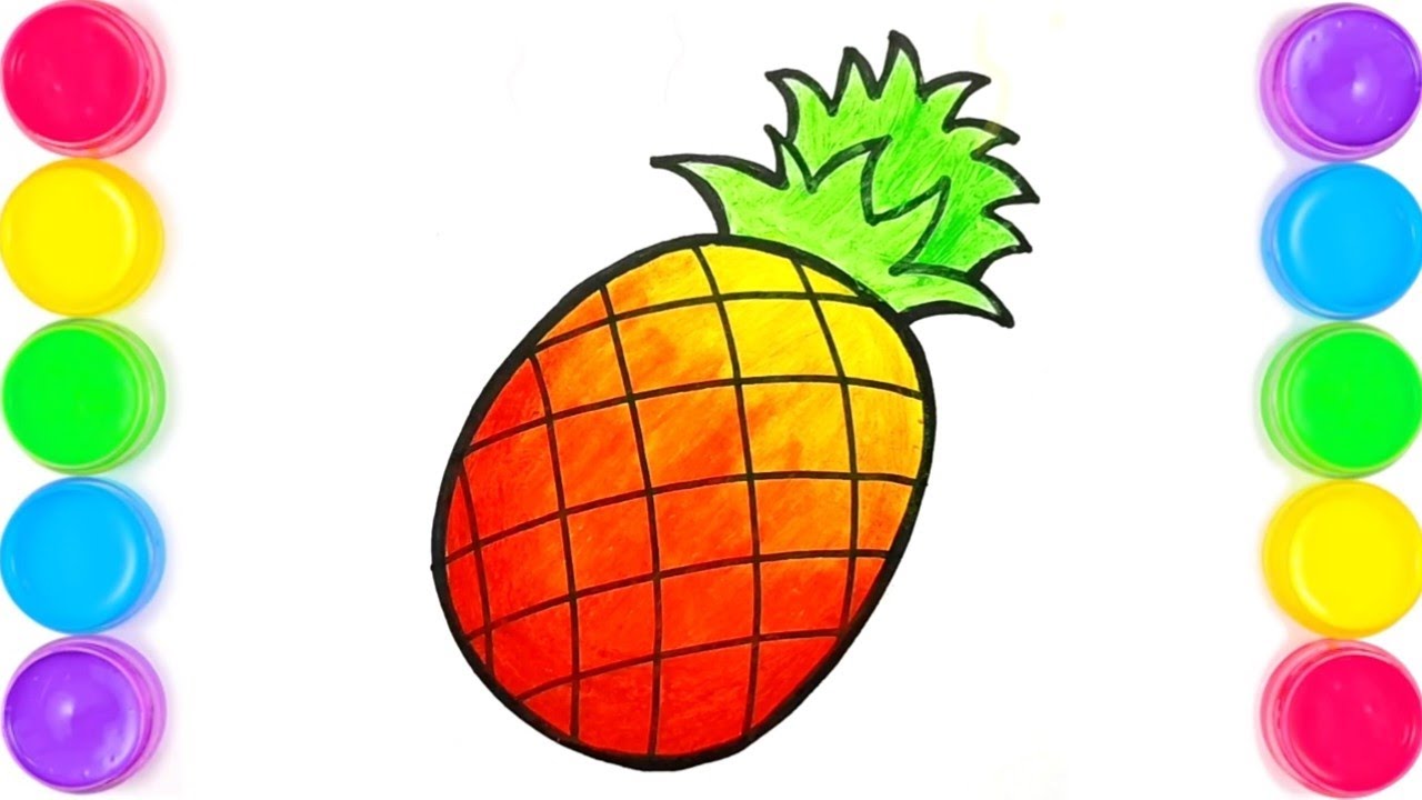 How to draw a pineapple 🍍 Pineapple drawing step-by-step tutorial - YouTube