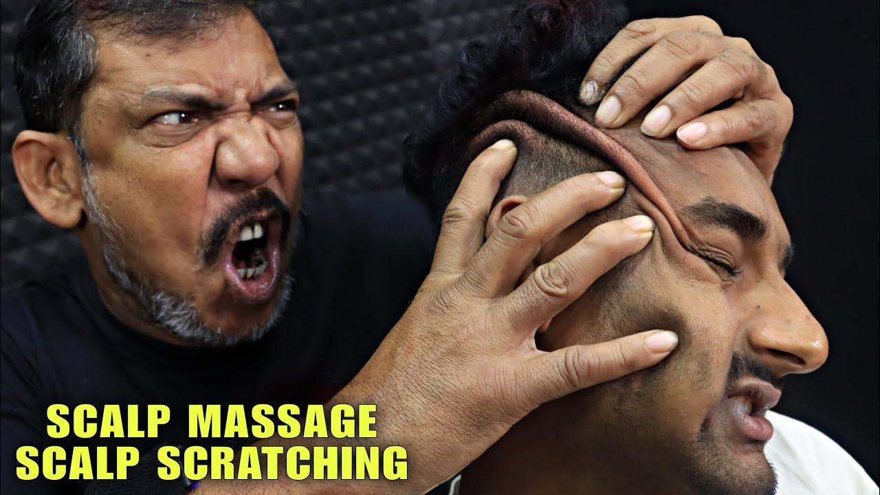 Satisfying Scalp Massage And Scalp Scratching By Asim Barber Head