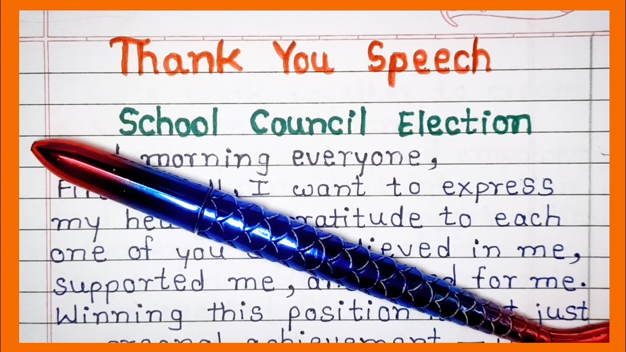 Thank You Speech After Winning School Election in English | Best Thank ...