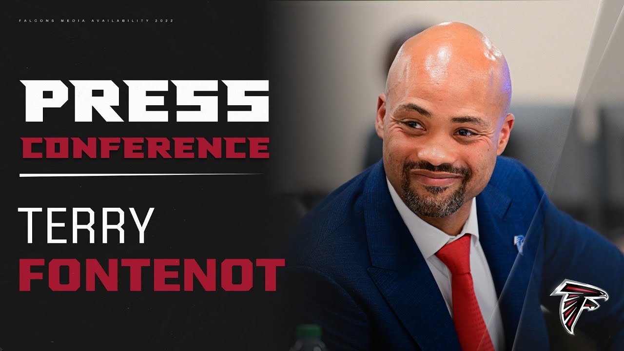 Atlanta Falcons GM Terry Fontenot speaks to the media at the NFL ...