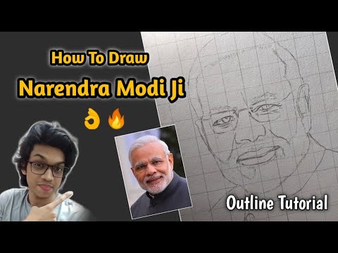How To Draw Narendra Modi Step By Step Outline Tutorial | PM Narendra ...