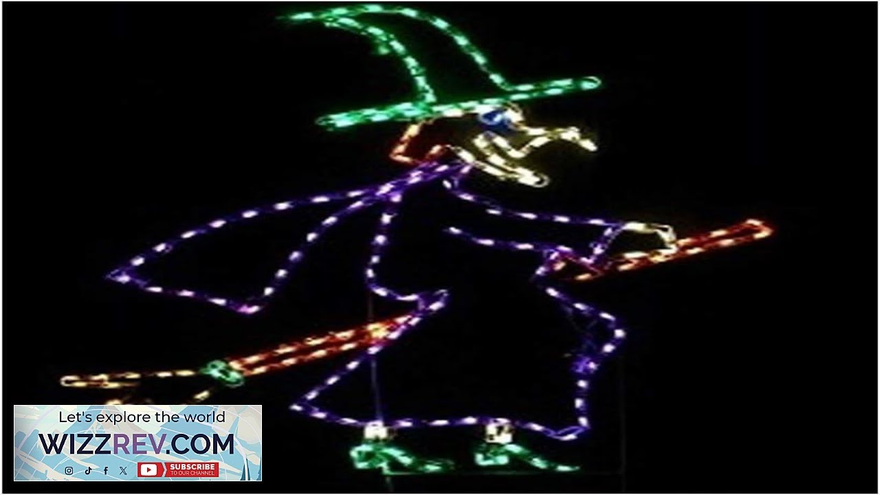 Halloween Decorations LED Outdoor Lighted Yard Witch on Broom Display ...