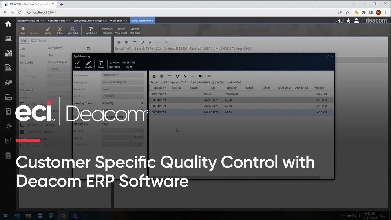 Customer Specific Quality Control with Deacom ERP Software - YouTube