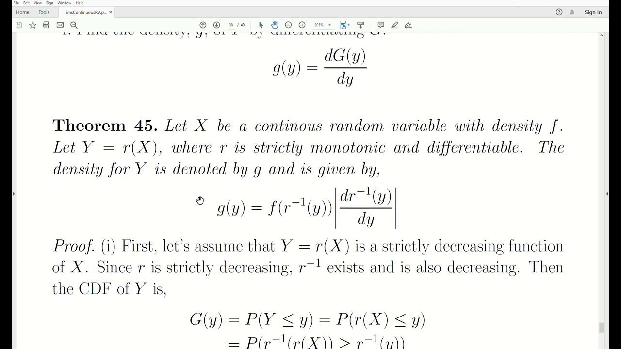 ims36 - Transformations of Univariate Random Variables - YouTube