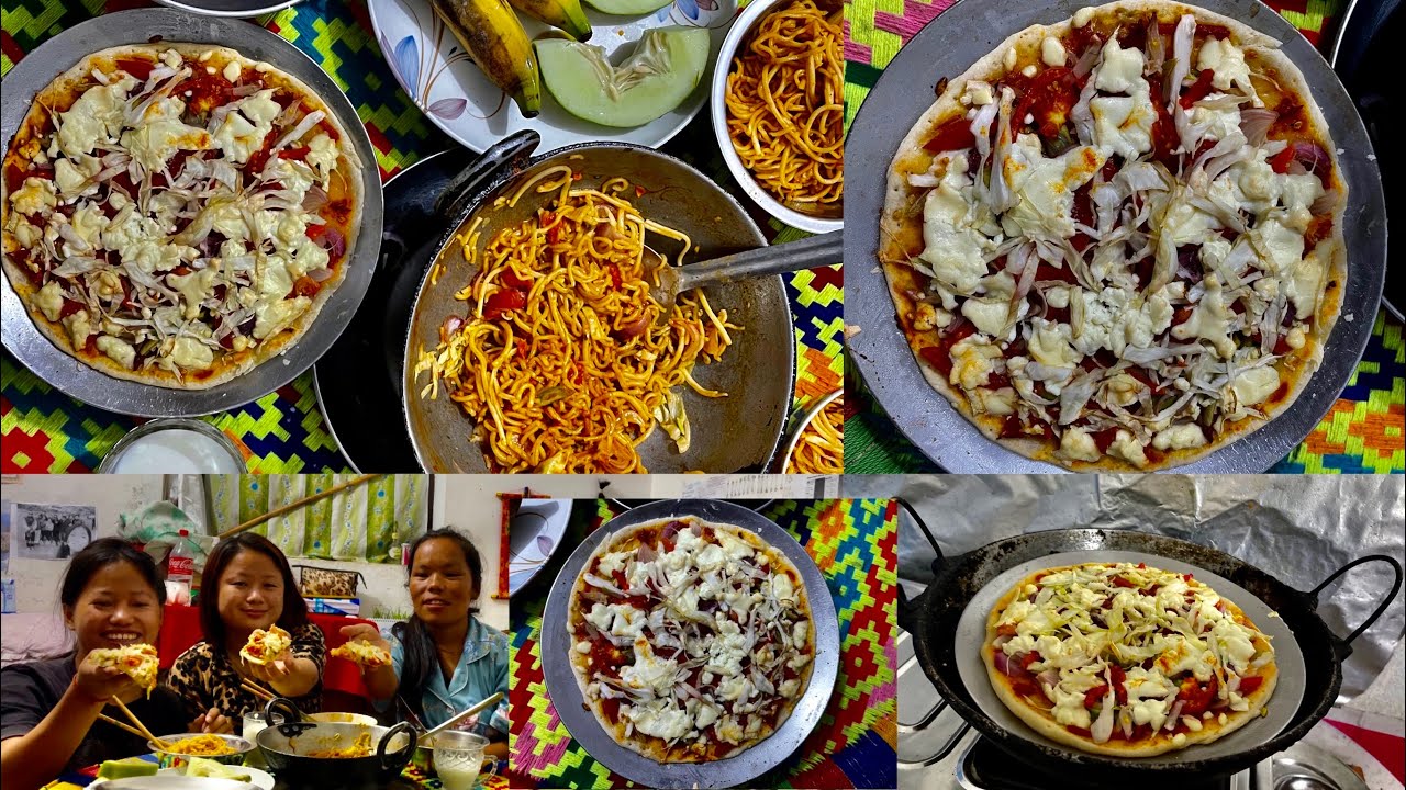 FIRST TIME TRYING HOMEMADE KARAI PIZZA 😄|CURRENT & PIZZA MUKBANG ...