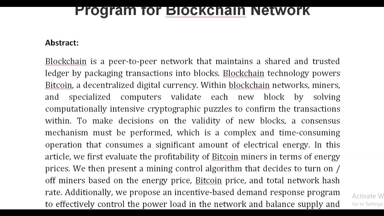 Incentive Based Demand Response Program for Blockchain Network - YouTube