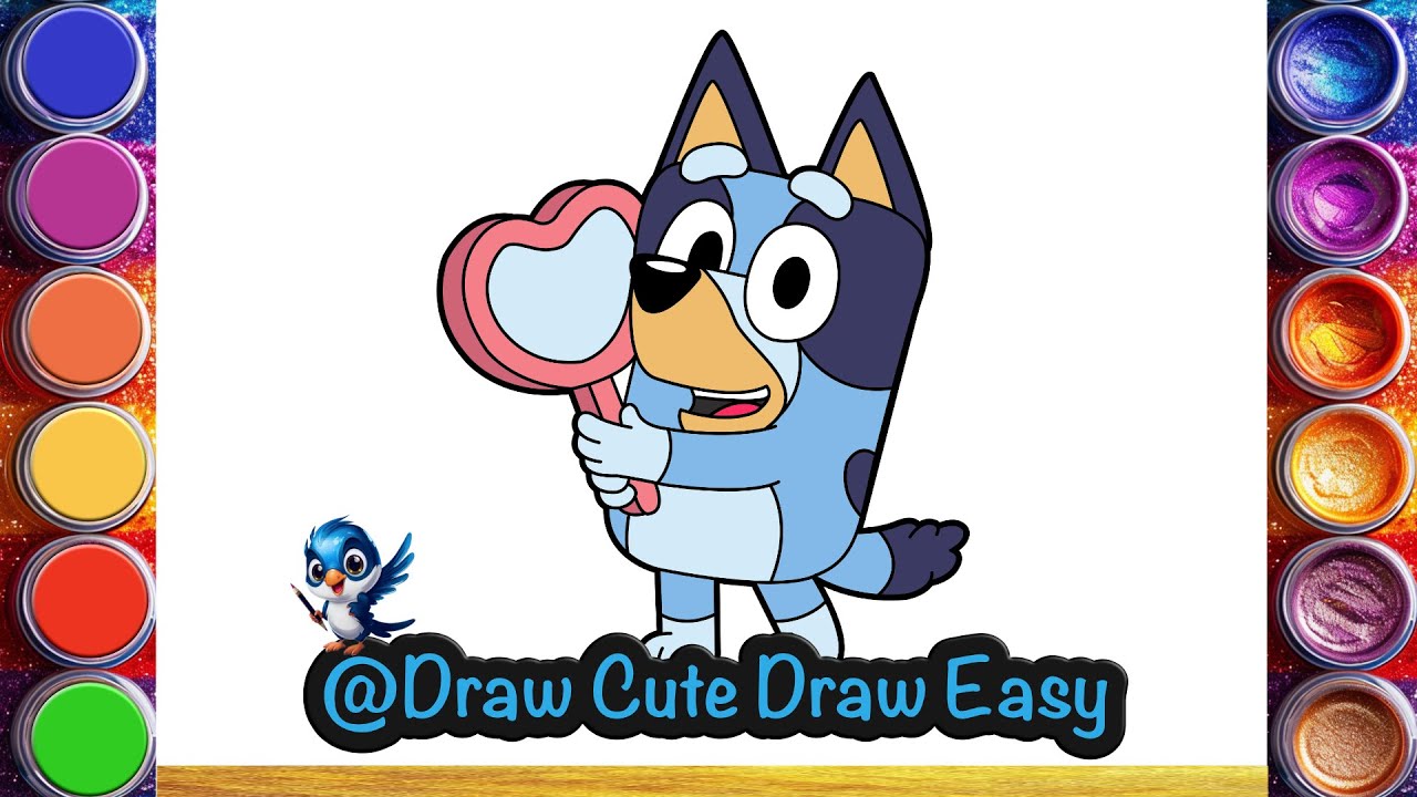 How to draw bluey💙💙💙🌈 | step-by-step bluey drawing| colouring ...