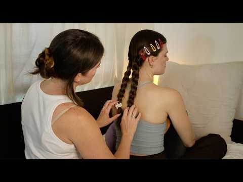 ASMR Classic Hair Play, Hairstyling, Back Scratches, Chatty Whisper 👯‍♀️💜🧙‍♀️