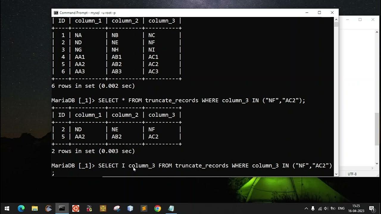Selecting Multiple Values in One Column in Table, WHERE Clause, Use of IN; MySQL phpmyadmin ...