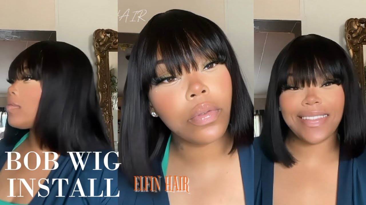 $49 Get A Super Double Drawn Glueless Bangs Bob Wig Ft. ELFIN HAIR ...