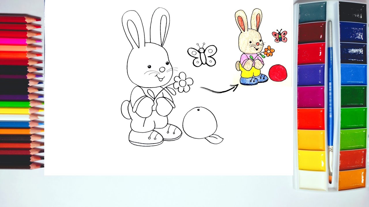 Draw and Color a Bunny | Painting Page | Color and Paint - YouTube