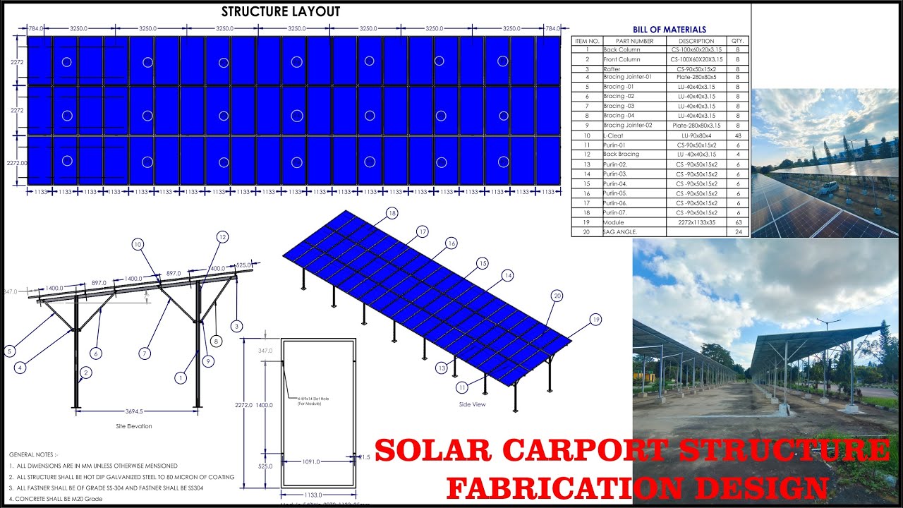 How to Design A Solar Carport Structure & BOM I Solar Carport Structure ...