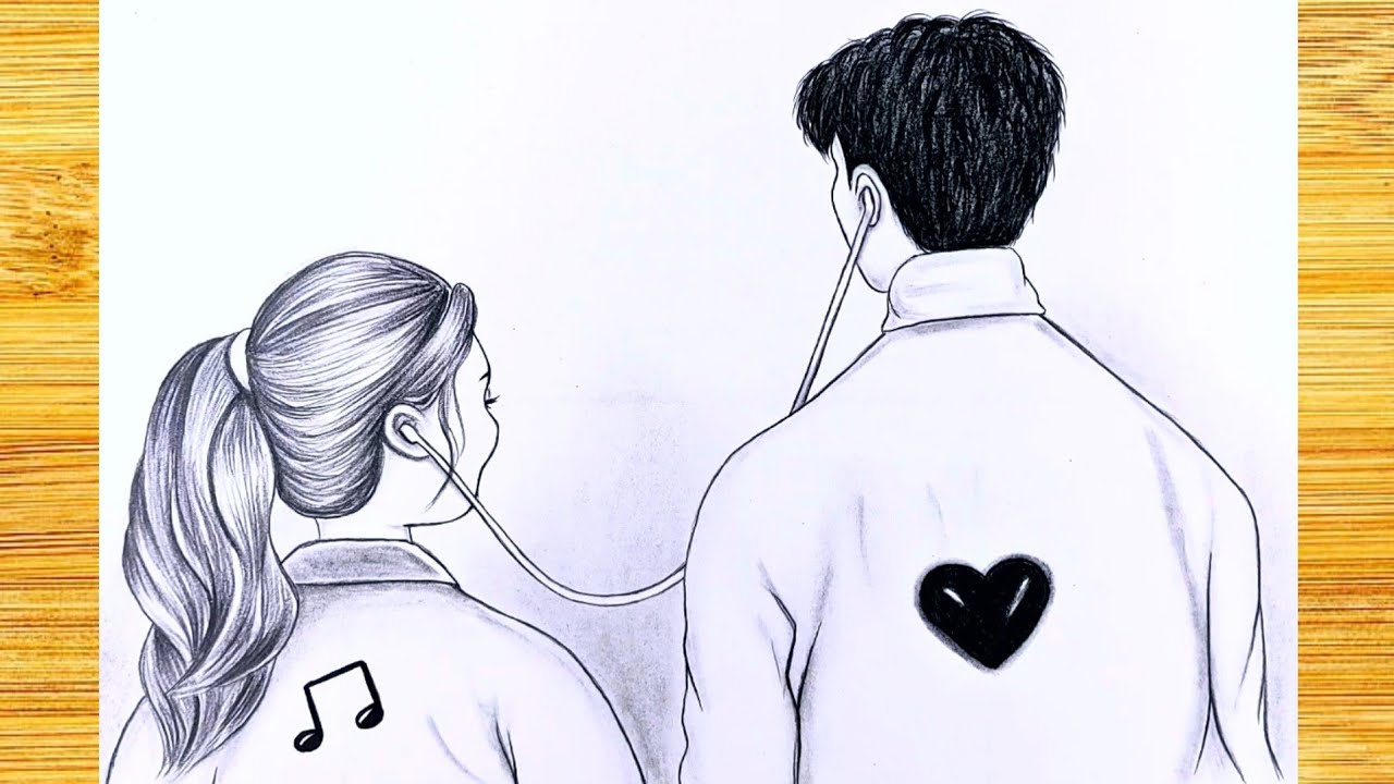 Love drawing / How to draw a couple in love / Simple drawing for ...