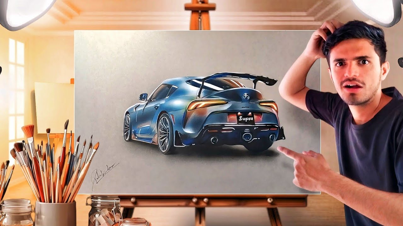 Finally! I Draw The Most Realistic Toyota Supra 🔥 | - YouTube