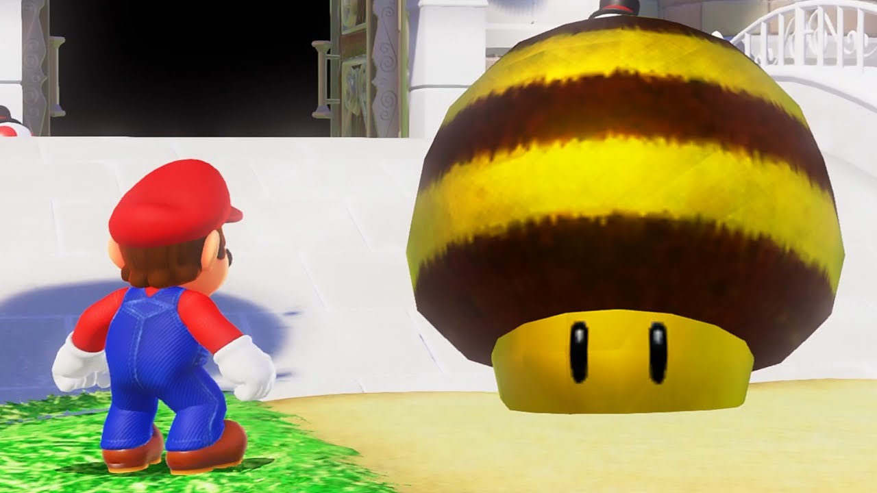 What happens when Mario collects the Bee Mushroom in Super Mario ...