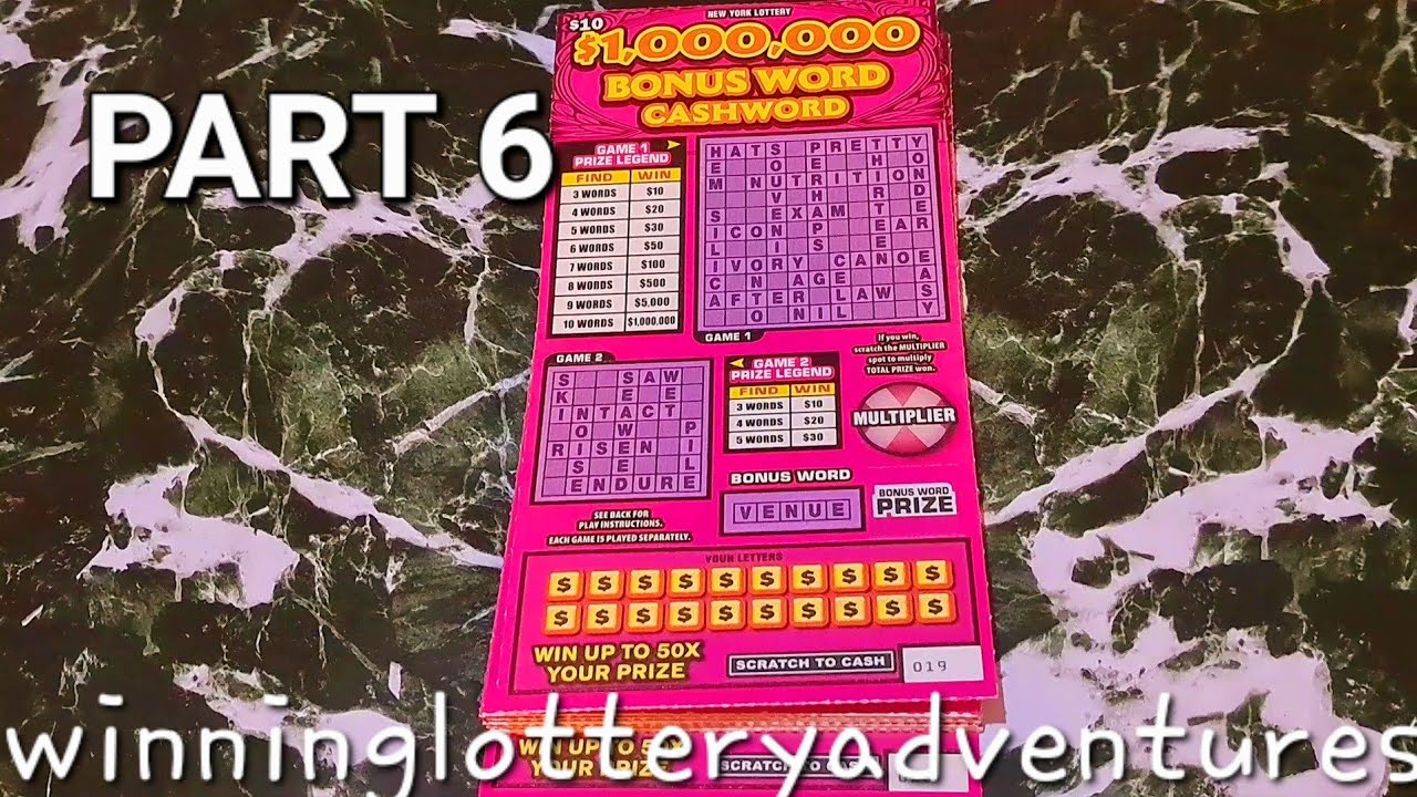 1 OF 10 $1,000000 BONUS WORD CASHWORD $10 NY LOTTERY SCRATCH OFFS PART ...