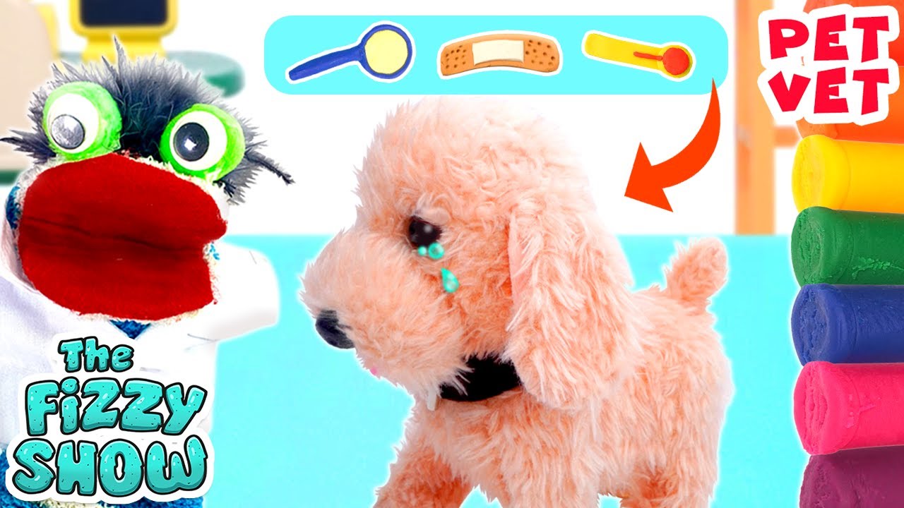 Fizzy Teaches Phoebe How to Be a Pet Vet & Craft DIY Play Doh Doctor ...
