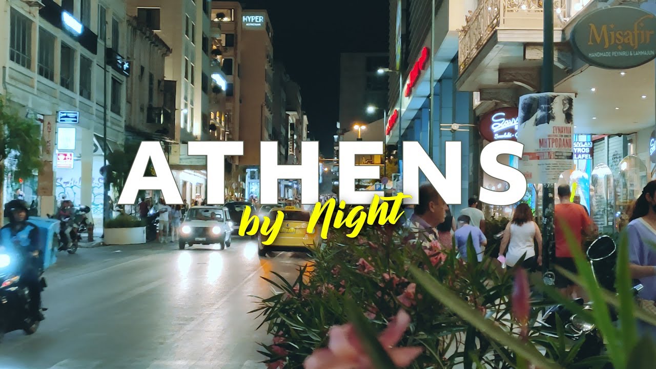 Athens Greece City Center by Night - YouTube