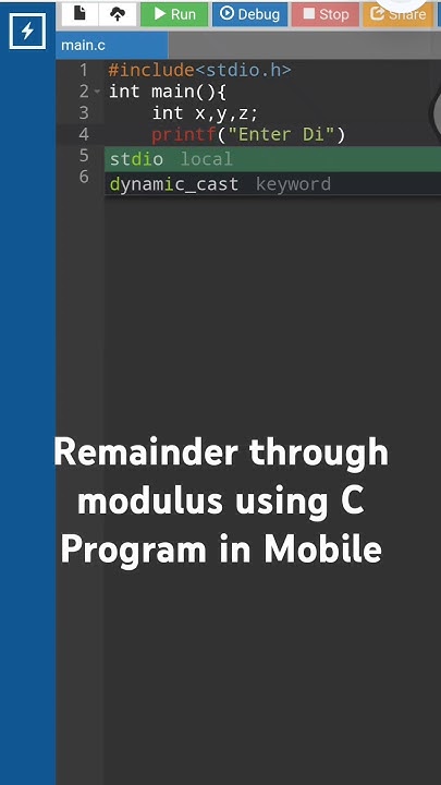 Remainder Through Modulus Using C Program In Mobile Telugucoder12 Cprogramming Coding Youtube