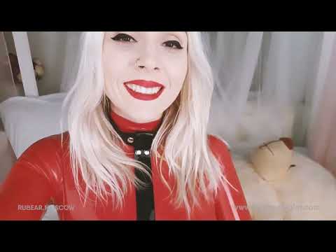 Red latex catsuit of Katerina Piglet