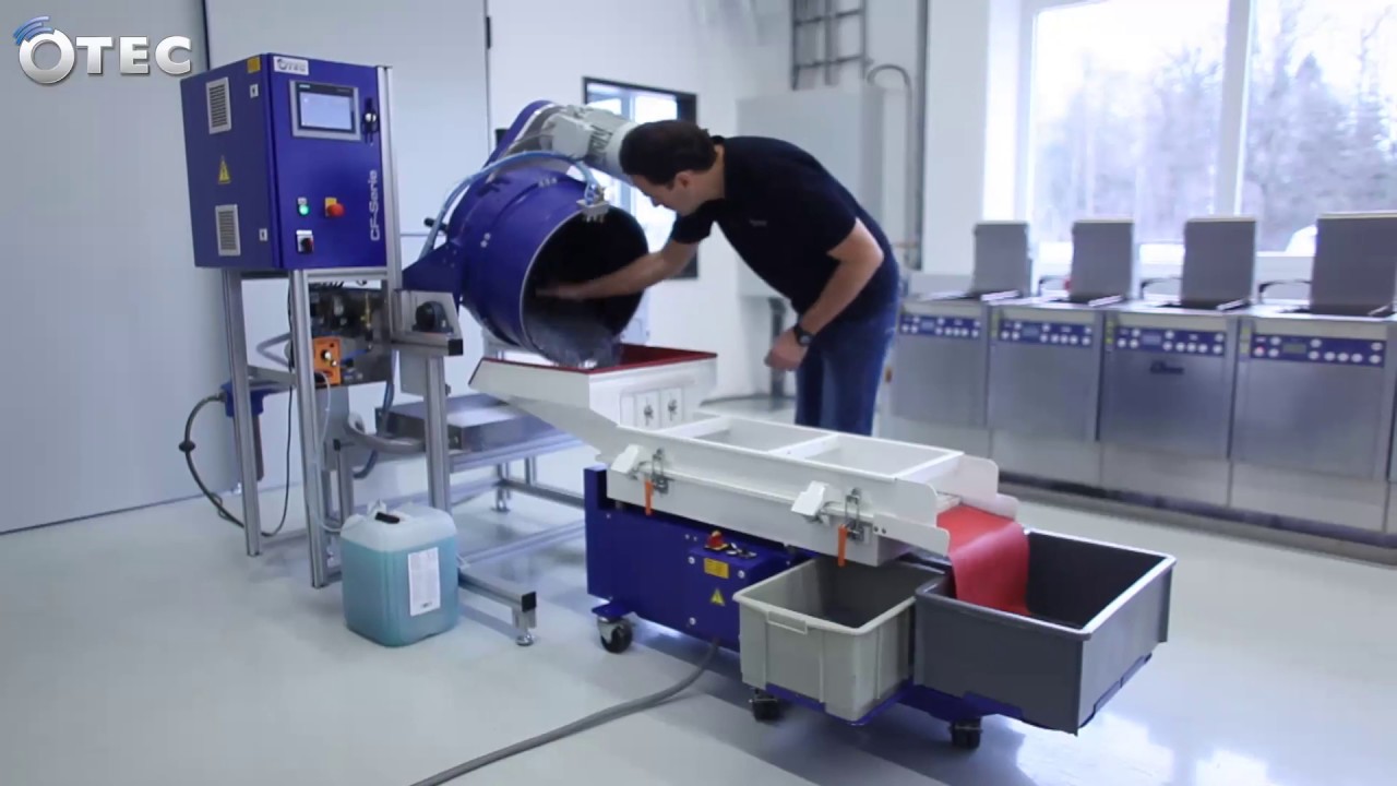 Центробежная галтовка OTEC CF1x50 Автоматическая сепарация - YouTube